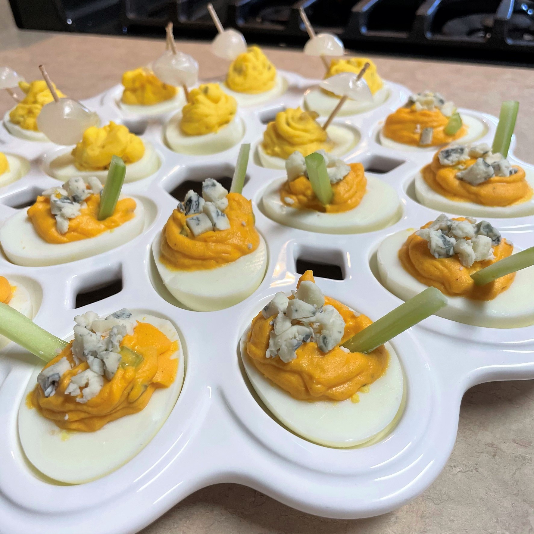 Dirty Martini Deviled Eggs | Comfort du Jour