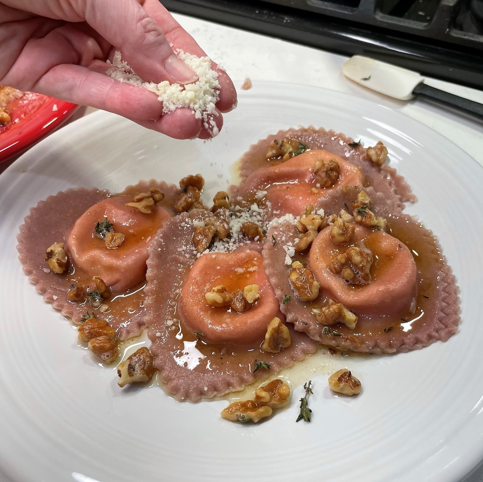 Handmade Beet Ravioli Hearts 💕 | Comfort du Jour